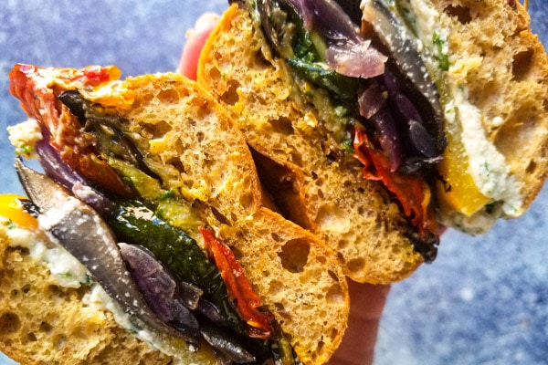 The BEST Roasted Veggie Sandwich with Pesto - Peel with Zeal