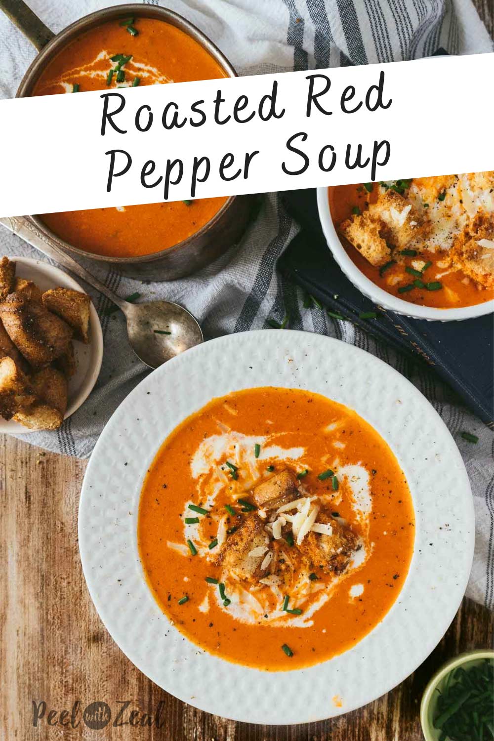 Roasted Red Pepper Soup with Gouda - Peel with Zeal