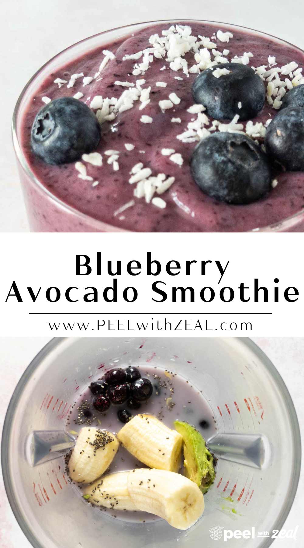 Blueberry Avocado Smoothie with Chia Seeds - Peel with Zeal