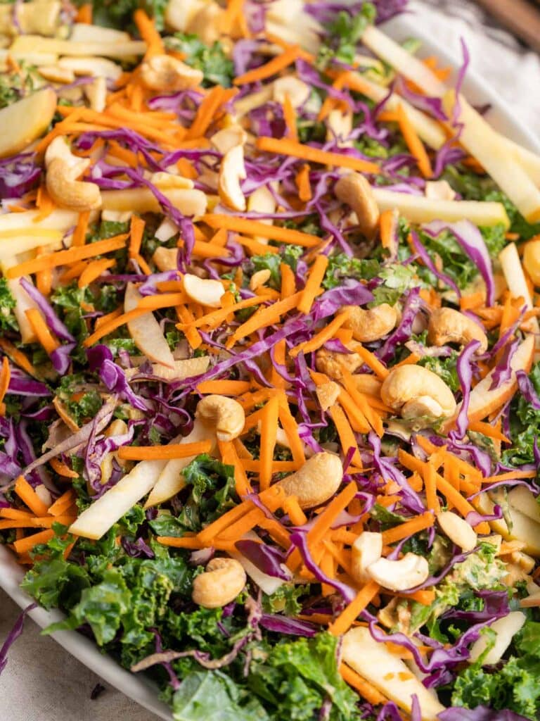 Sweet and Spicy Kale Apple Slaw - Peel with Zeal