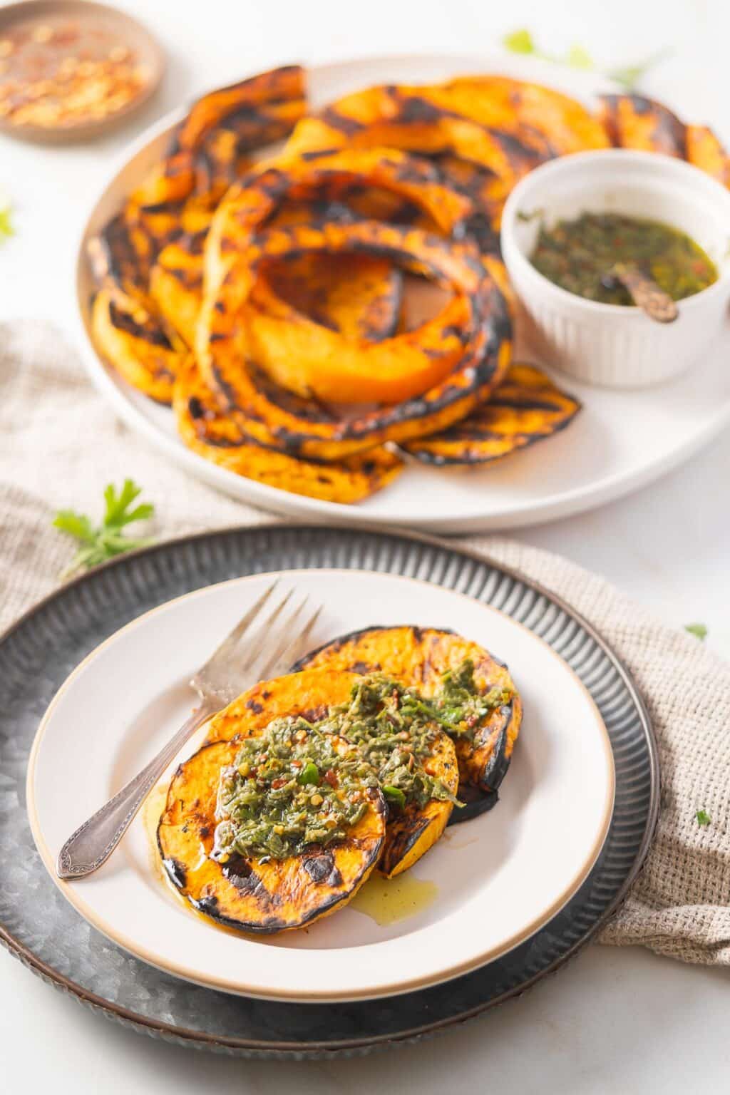 Grilled Butternut Squash with Chimichurri - Peel with Zeal