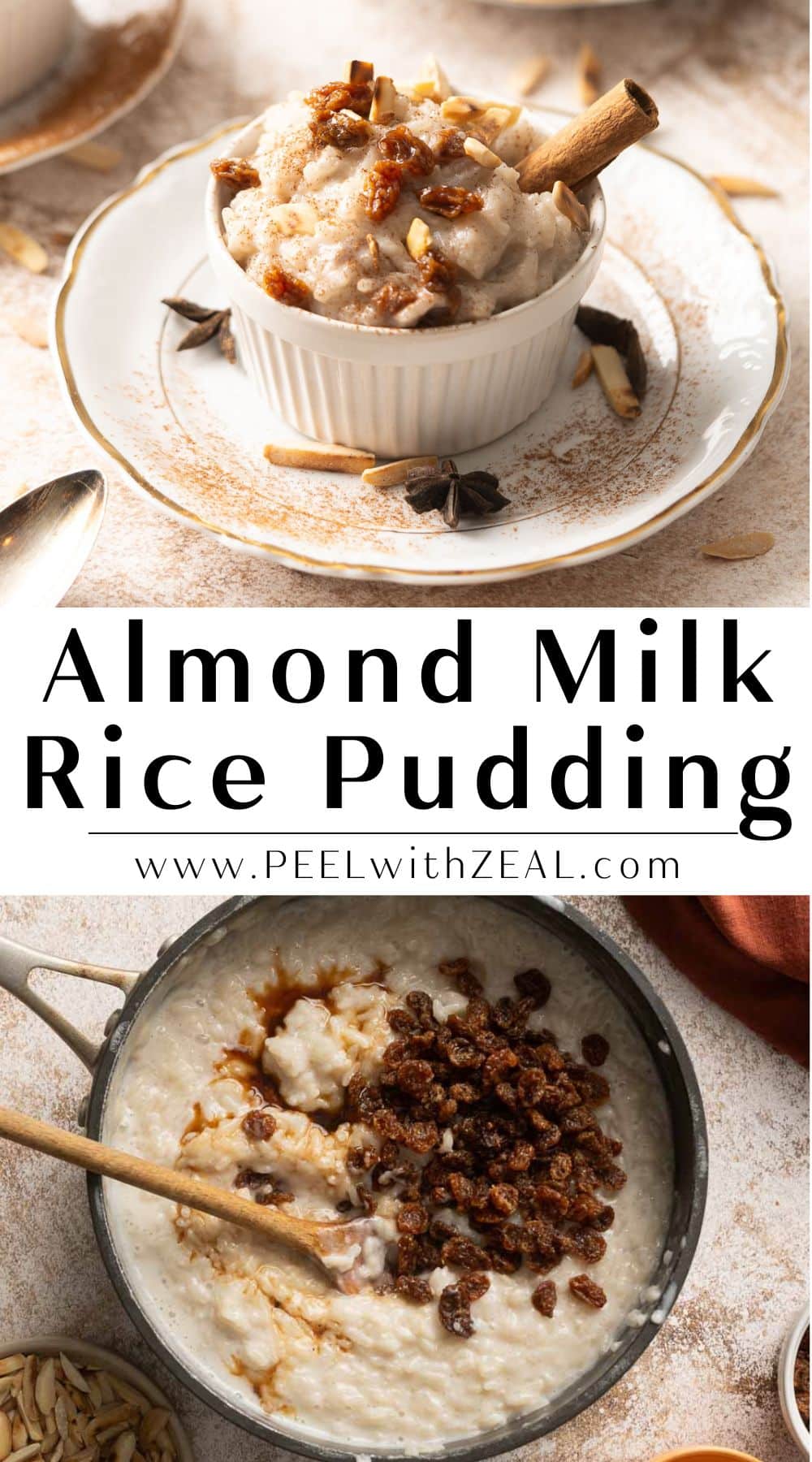 Almond Milk Rice Pudding with Raisins - Peel with Zeal