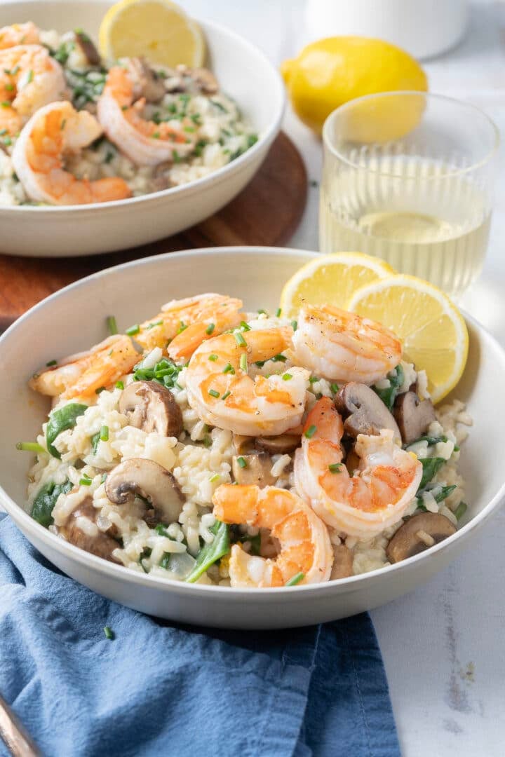 Creamy Shrimp Risotto with Mushrooms and Spinach - Peel with Zeal
