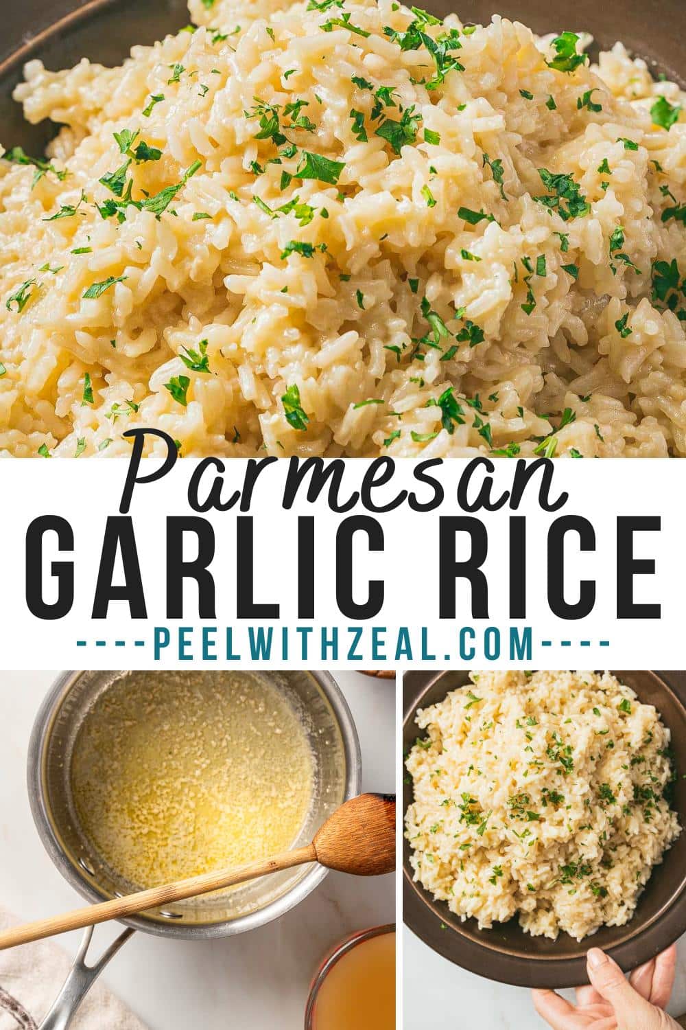 Creamy Garlic Parmesan Rice - Peel with Zeal