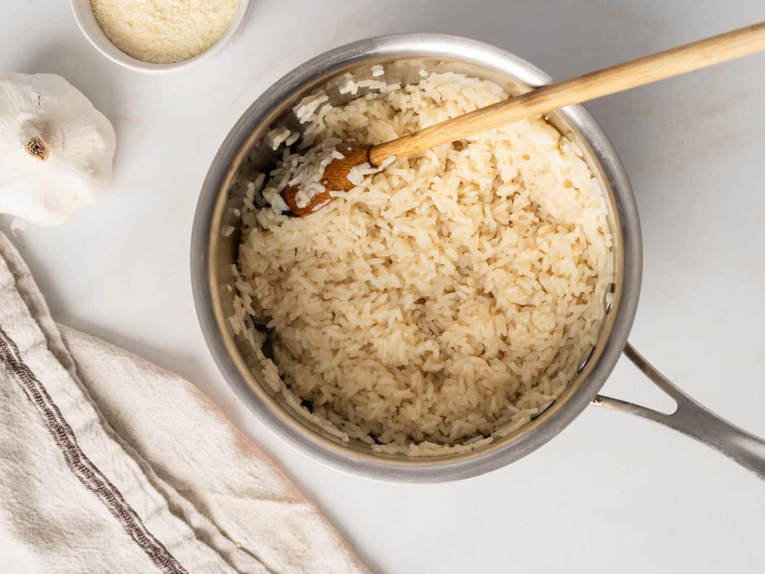 Creamy Garlic Parmesan Rice - Peel with Zeal