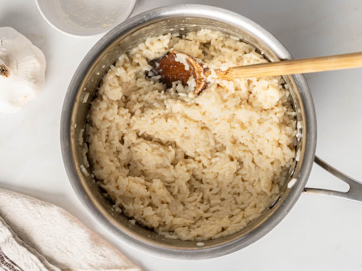Creamy Garlic Parmesan Rice - Peel with Zeal