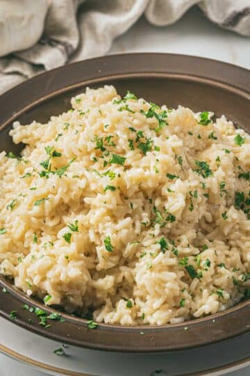 Creamy Garlic Parmesan Rice - Peel with Zeal