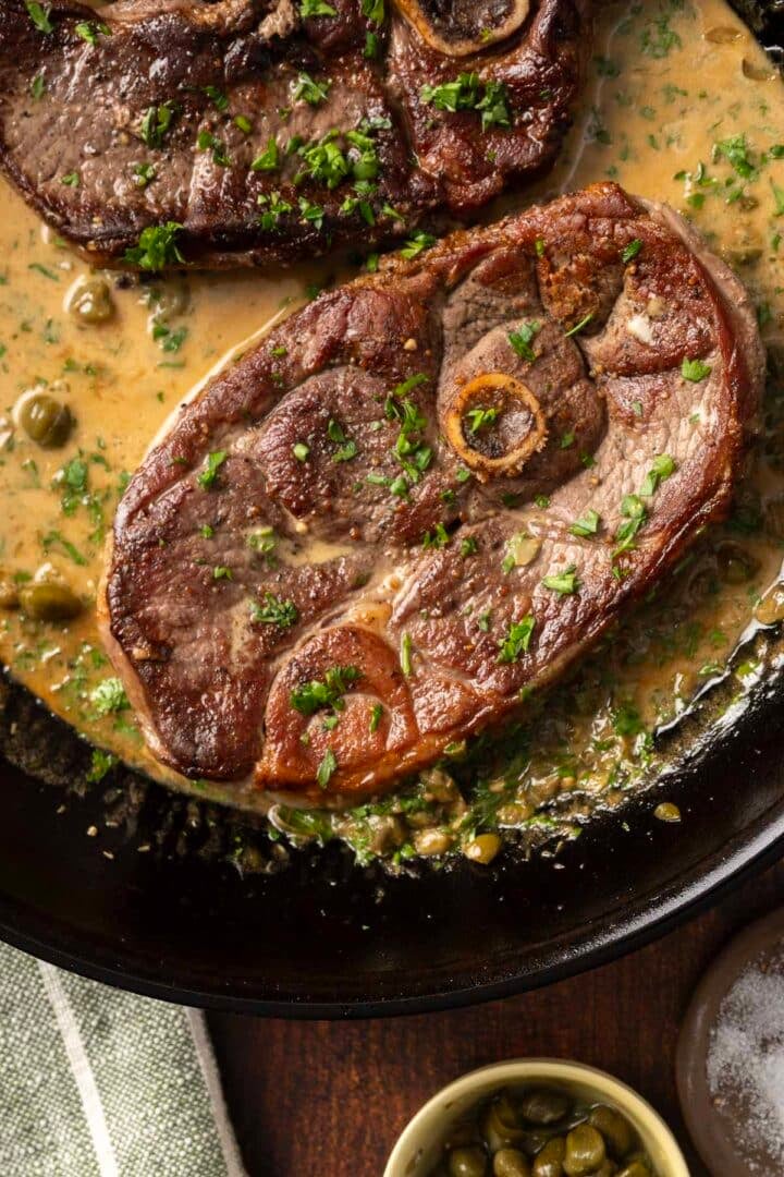 Lamb Steaks with Caper Pan Sauce - Peel with Zeal