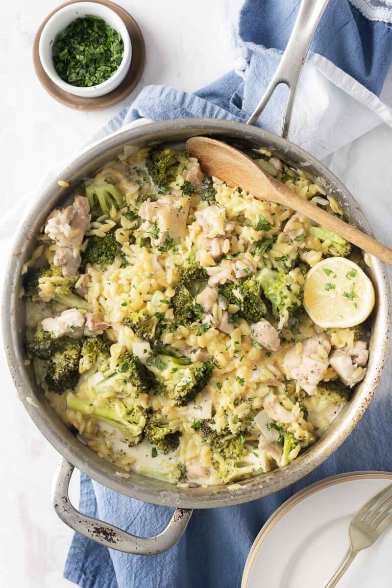 One Pot Chicken Orzo Bake with Boursin - Peel with Zeal