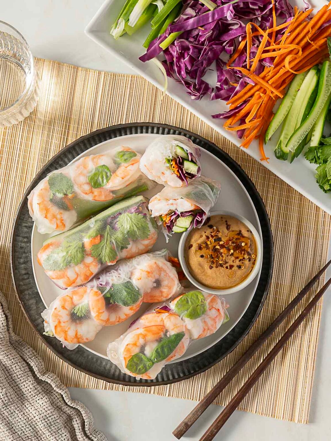 Shrimp Summer Rolls with Peanut Sauce - Peel with Zeal