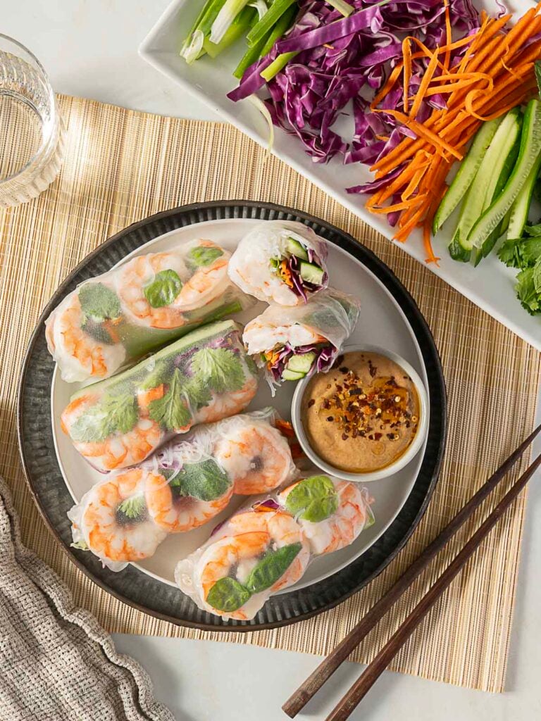 Shrimp Summer Rolls with Peanut Sauce - Peel with Zeal