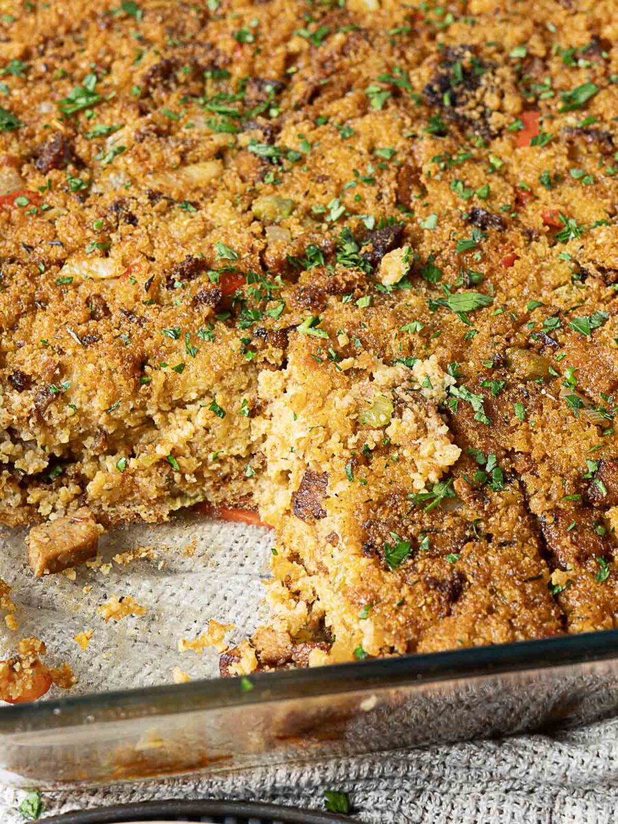 Cajun Cornbread Dressing (Stuffing) - Peel with Zeal